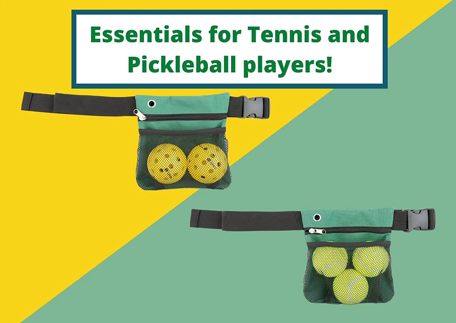 Custom Adjustable Portable Sport Pickleball Mesh Waist Tennis Ball Bag ...