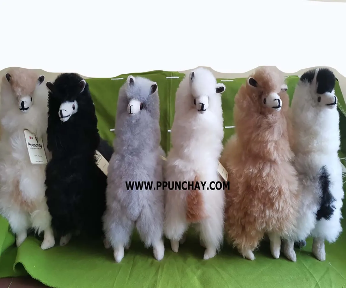 Furry Alpaca Toy 15" Andean Ethnic Ppunchay Peru Real Fur Alpaca - Buy ...
