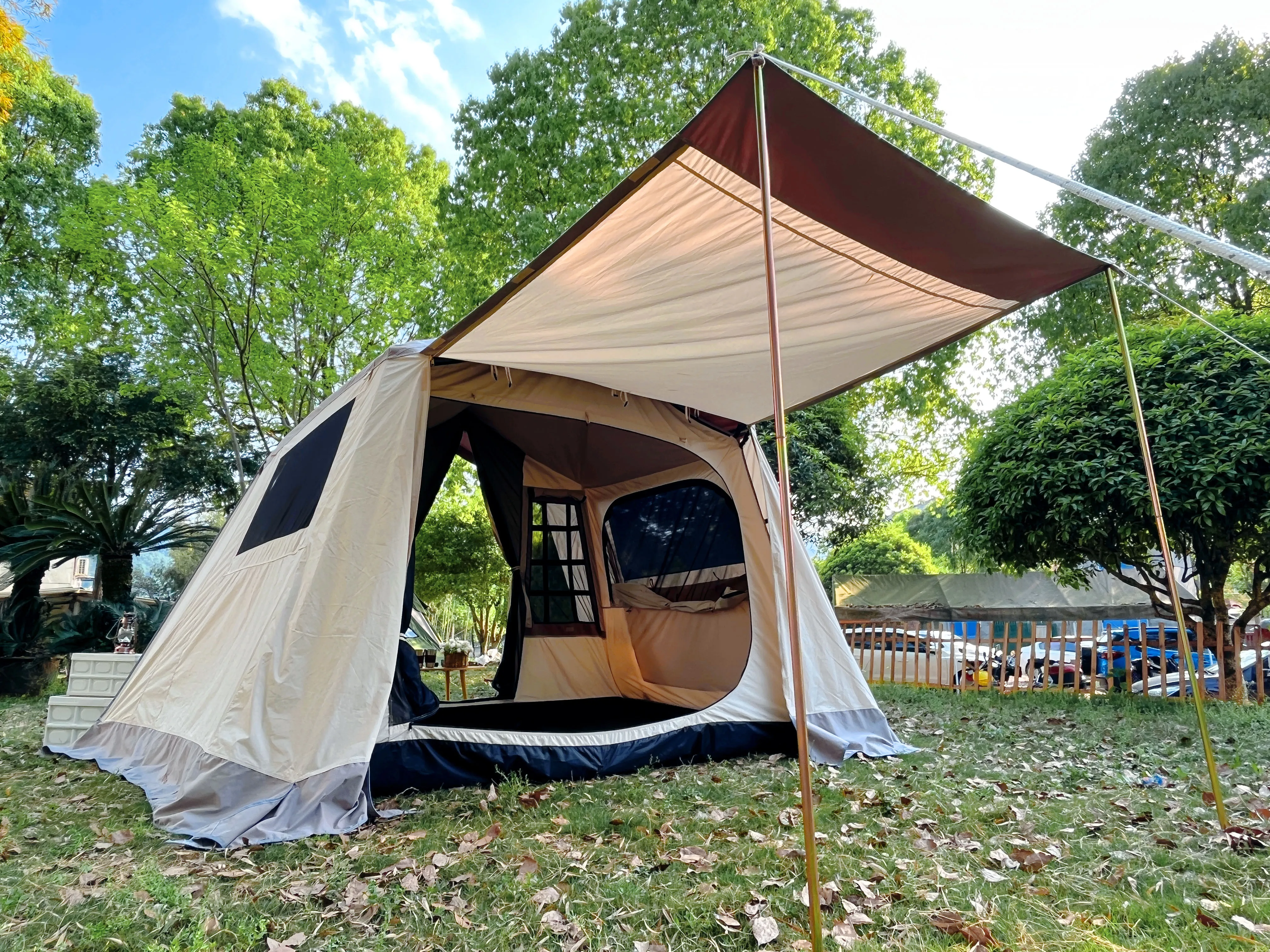 Poly Tent House Cabin Canvas Basecamp Camp Tents 4-6 Person Outdoor ...