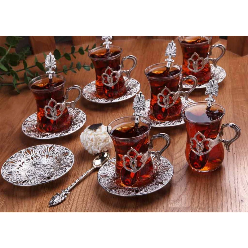 Turkish Silver Gold Tea Cup Bubble Set - Luxury & Trendy