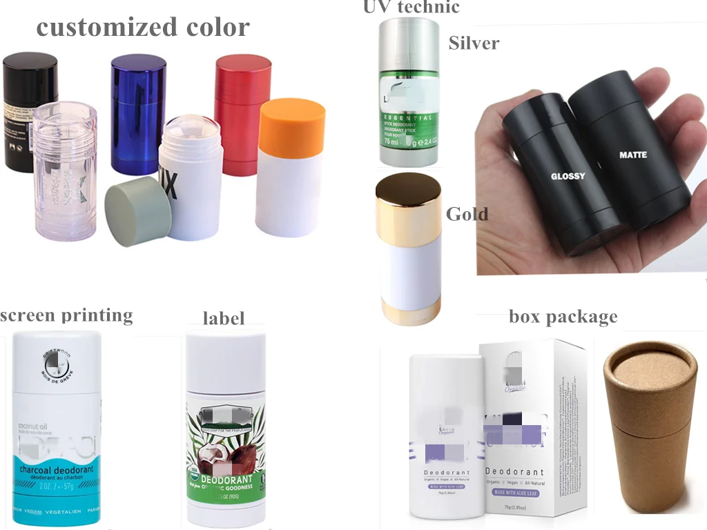 Matte Black Deodorant Stick Container 75g Plastic Round Deodorant Stick ...