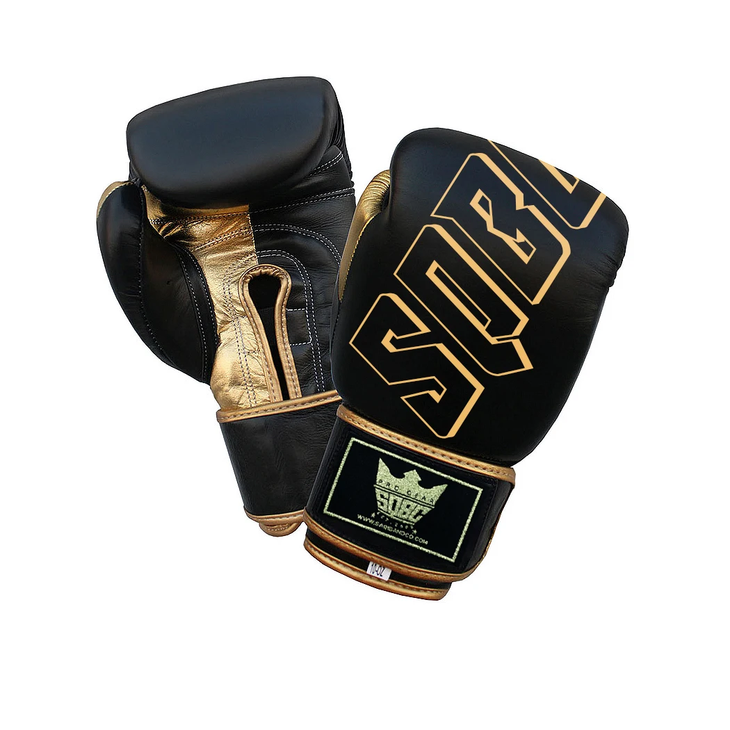 Black Gold Metallic Leather Custom Boxing Gloves & Muaythai Competition ...