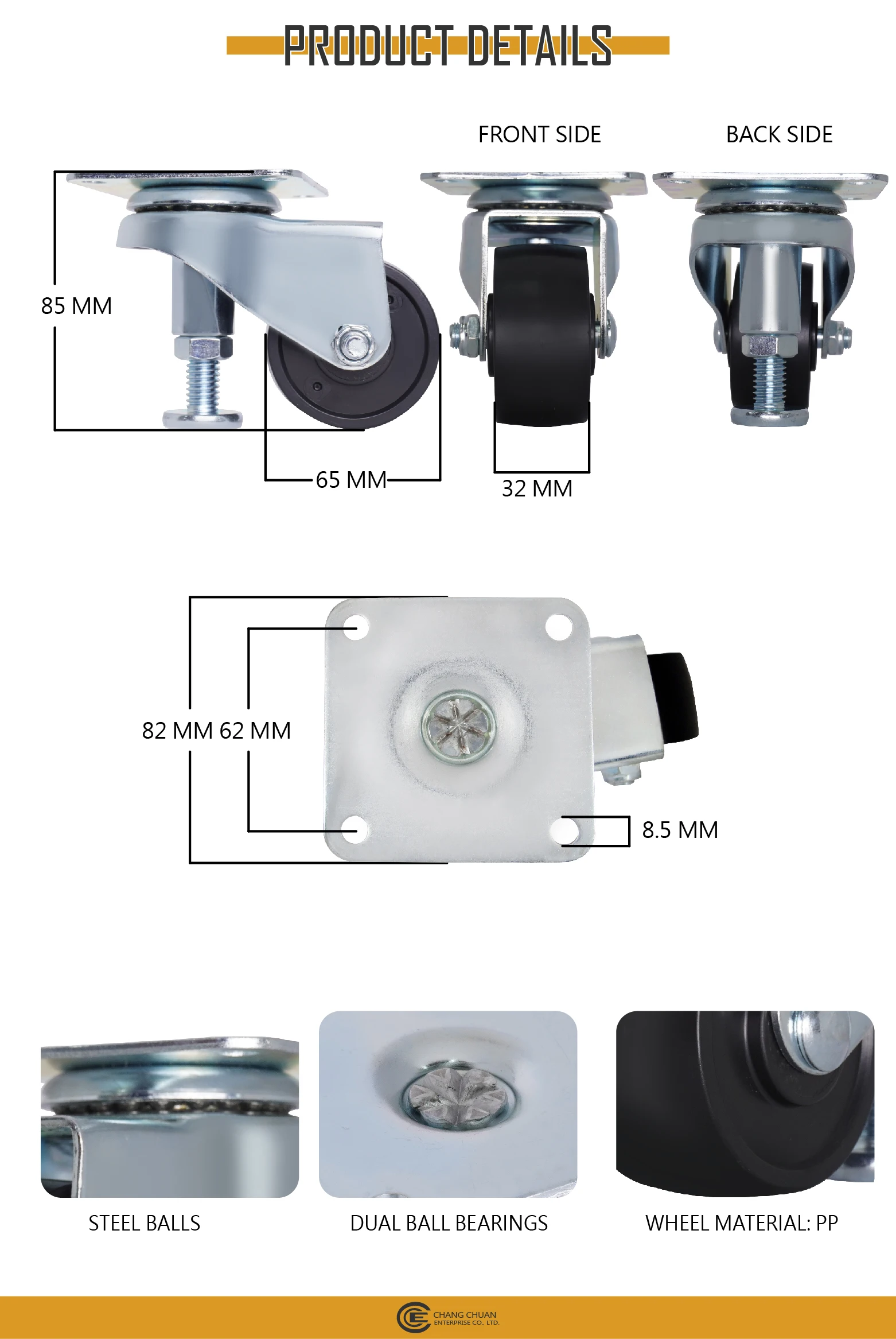 Cce Adjustable 2.5-inch Tpr Swivel Caster Wheel - Oem | Wholesale