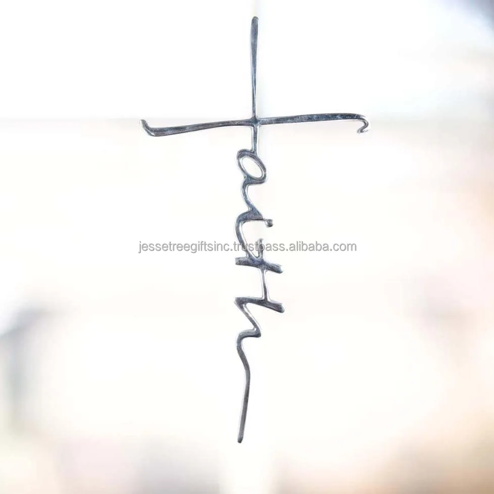 Metal Angel Wings Wall Mounted Cross With Black Powder Coating ...