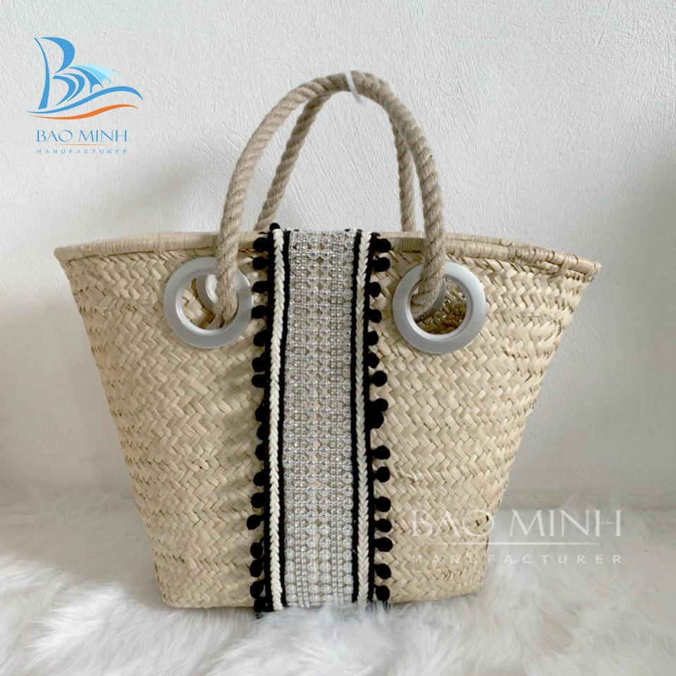 Round Rattan Bag With Mother Of Pearl Pattern / Rattan Handbags ...
