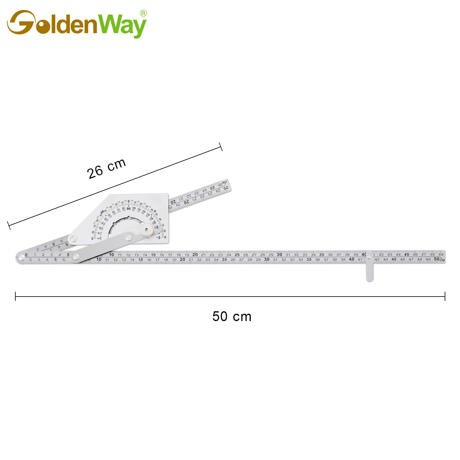 Stainless Steel Protractor Ruler - 180 Degree Angle Measure