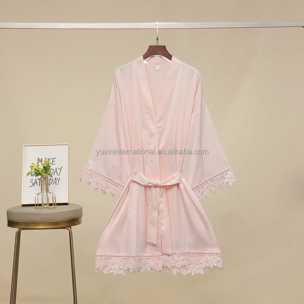 Soft Silk Satin Lace Bridal Robes Bride Silk Lace Bridesmaid Robes Plus ...