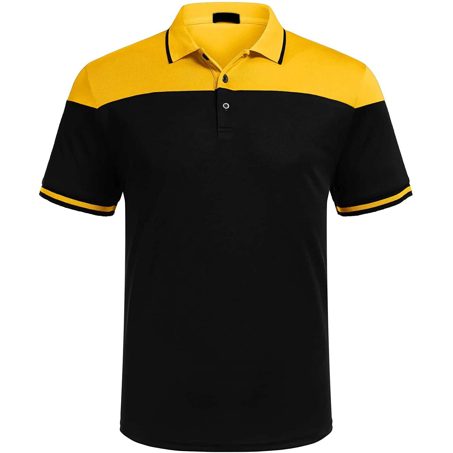 Yellow Black Polo Collar T Shirts For Men With Logo Embroidery T-shirt ...