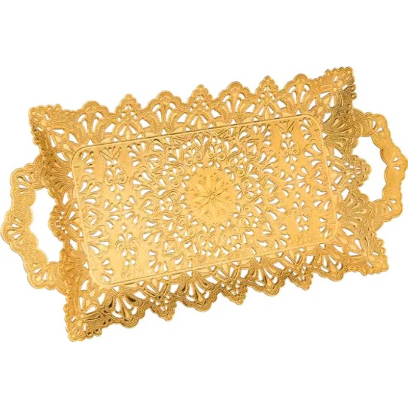 Turkish Silver Gold Serving Tray - Decorative & Functional