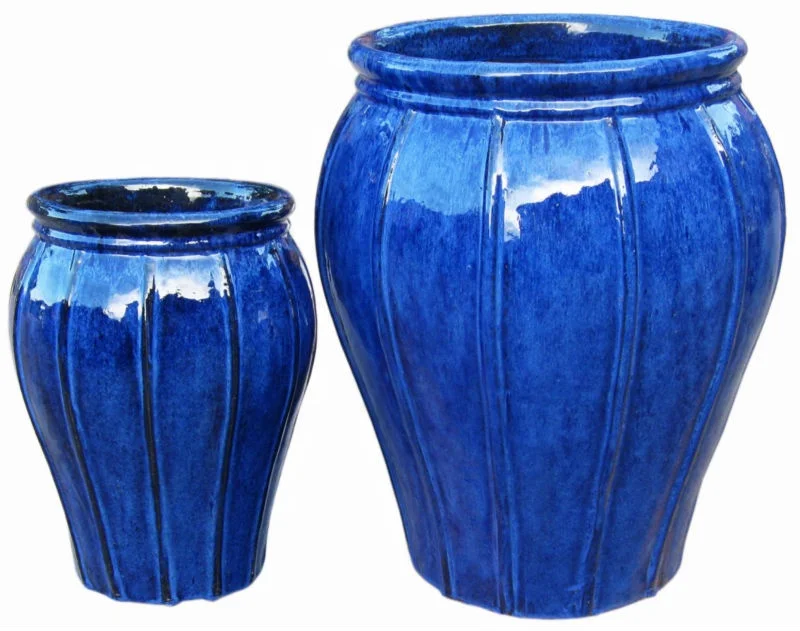 [Hannah] Tall planter with rim, set of 2, glazed ceramic pot // Vietnam ...
