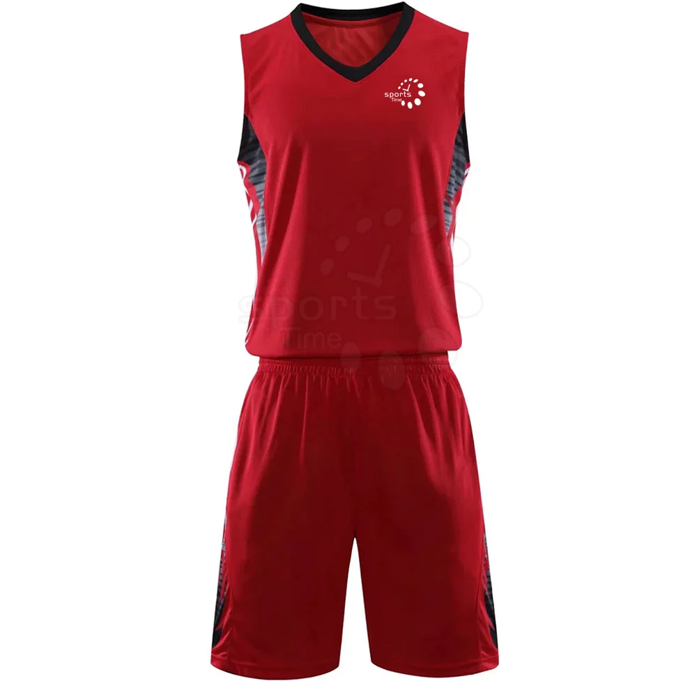 Red Color Mesh Polyester Basketball Uniform Embroidery Basketball ...