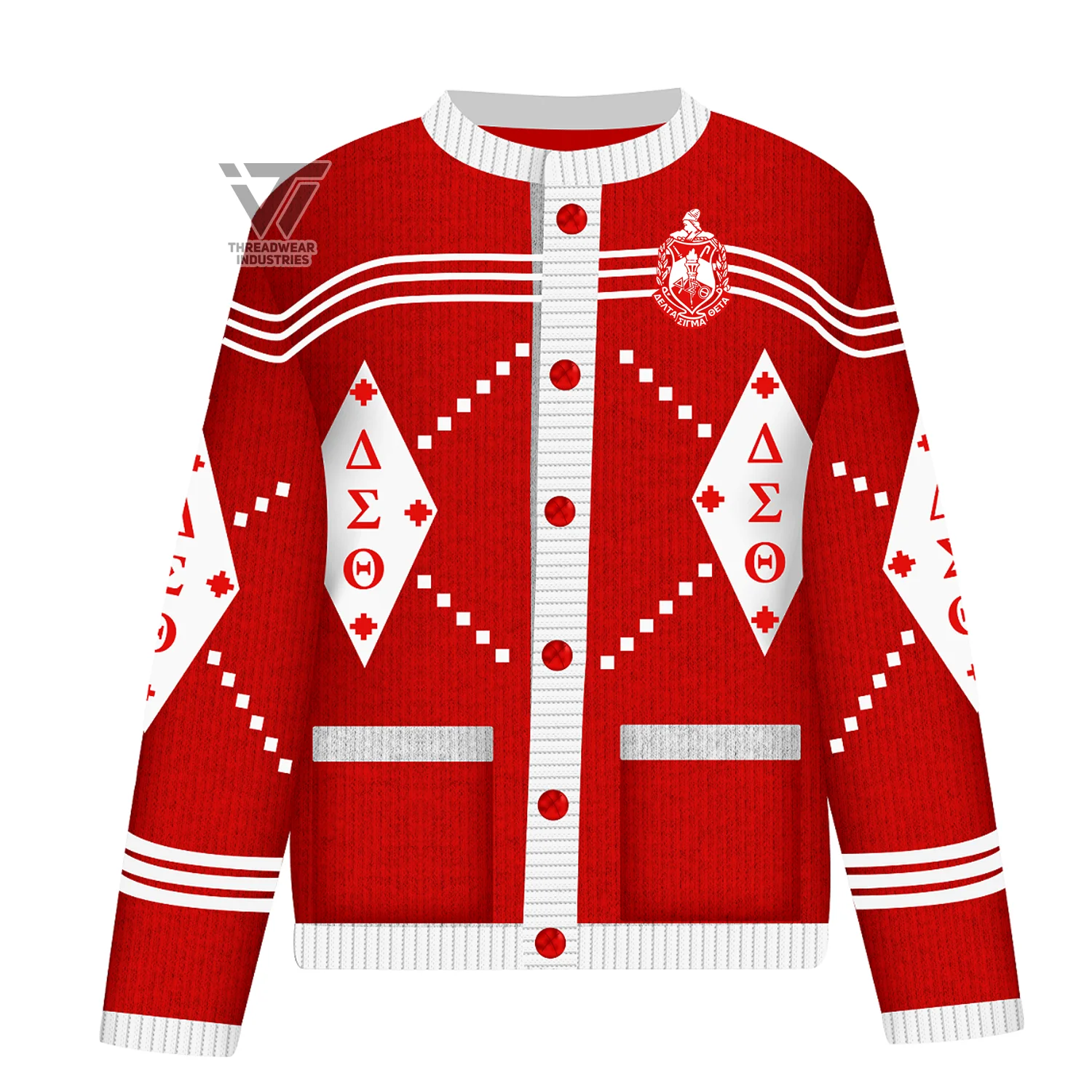 Custom Delta | Sigma | Theta Dst Sorority Acrylic Embroidered Cardigan ...