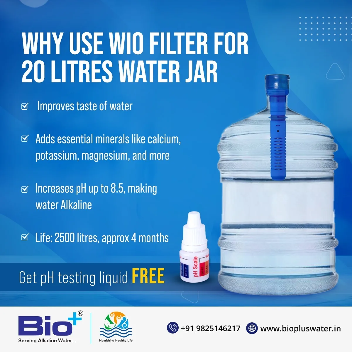 Mineralising Alkaline Water Filter For 20 Litres Water Jar - Bioplus ...