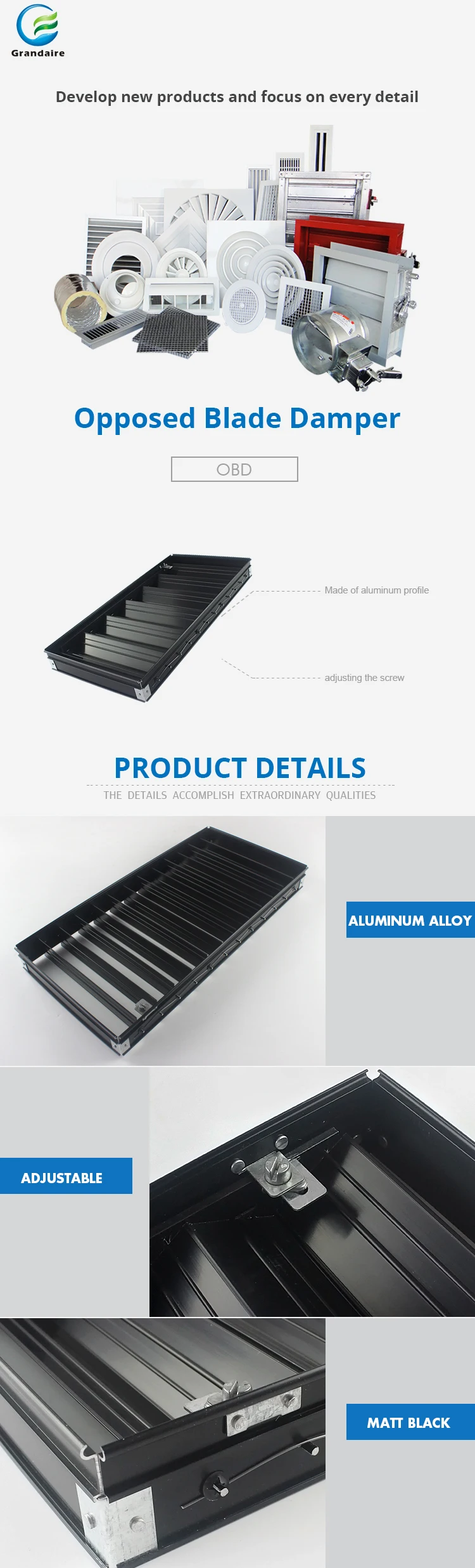 HVAC Air Duct OBD Opposed Blade Damper - Efficient & Durable