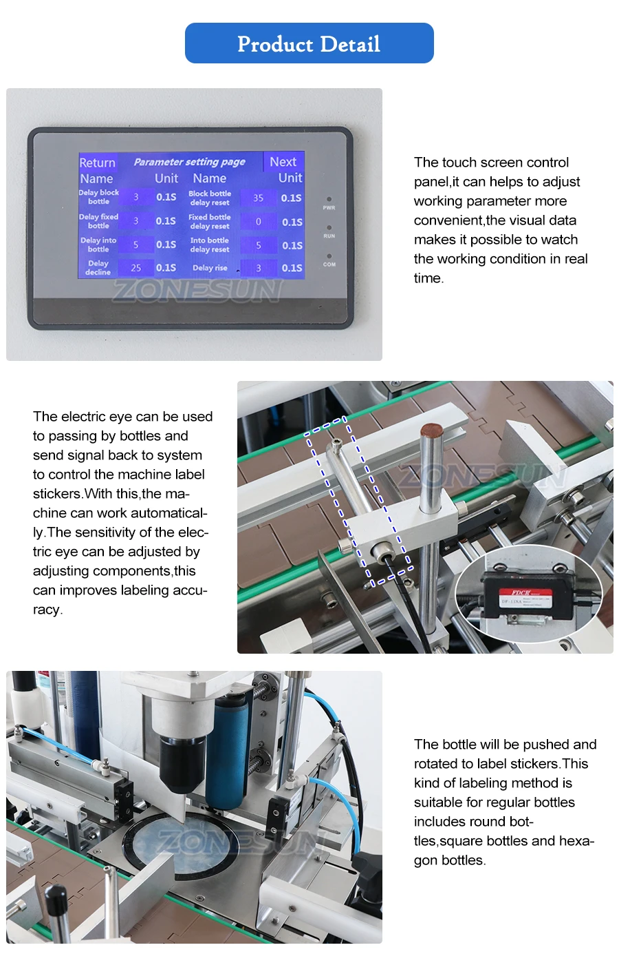 Zonesun Automatic Glass Jar Square Hexagon Round Shampoo Essential Oil ...