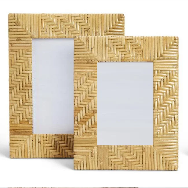 Handmade Wicker Rattan Photo Frame - 3D Display Table Case