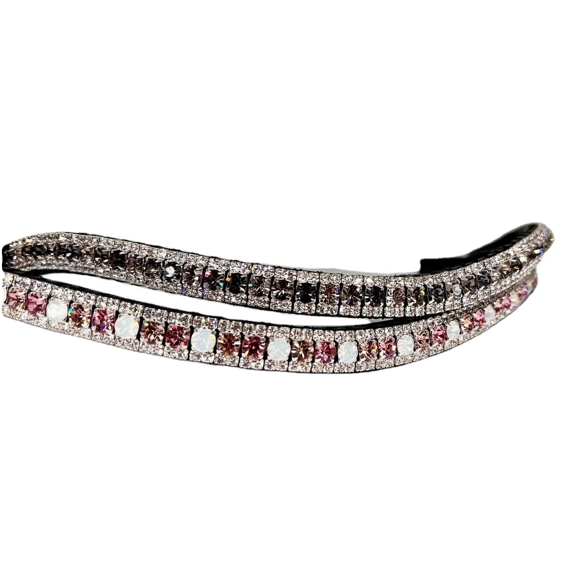 100%genuine Leather Equestrian Brow Band With 3colored Crystals And ...