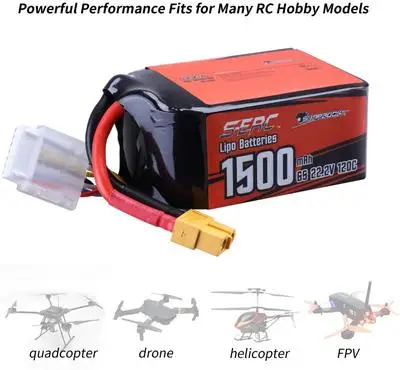 6s 22.2v Lipo Battery 1500mah 120c Soft Pack With Xt60 For Rc Fpv ...