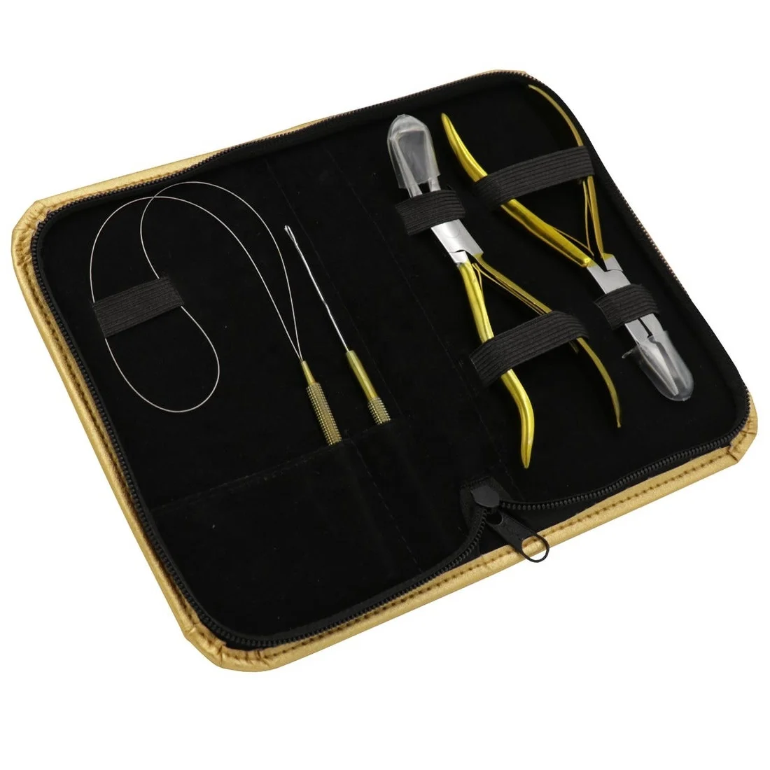 Metallic Gold Stainless Steel I Tip Hair Extension Tools Pliers Set ...
