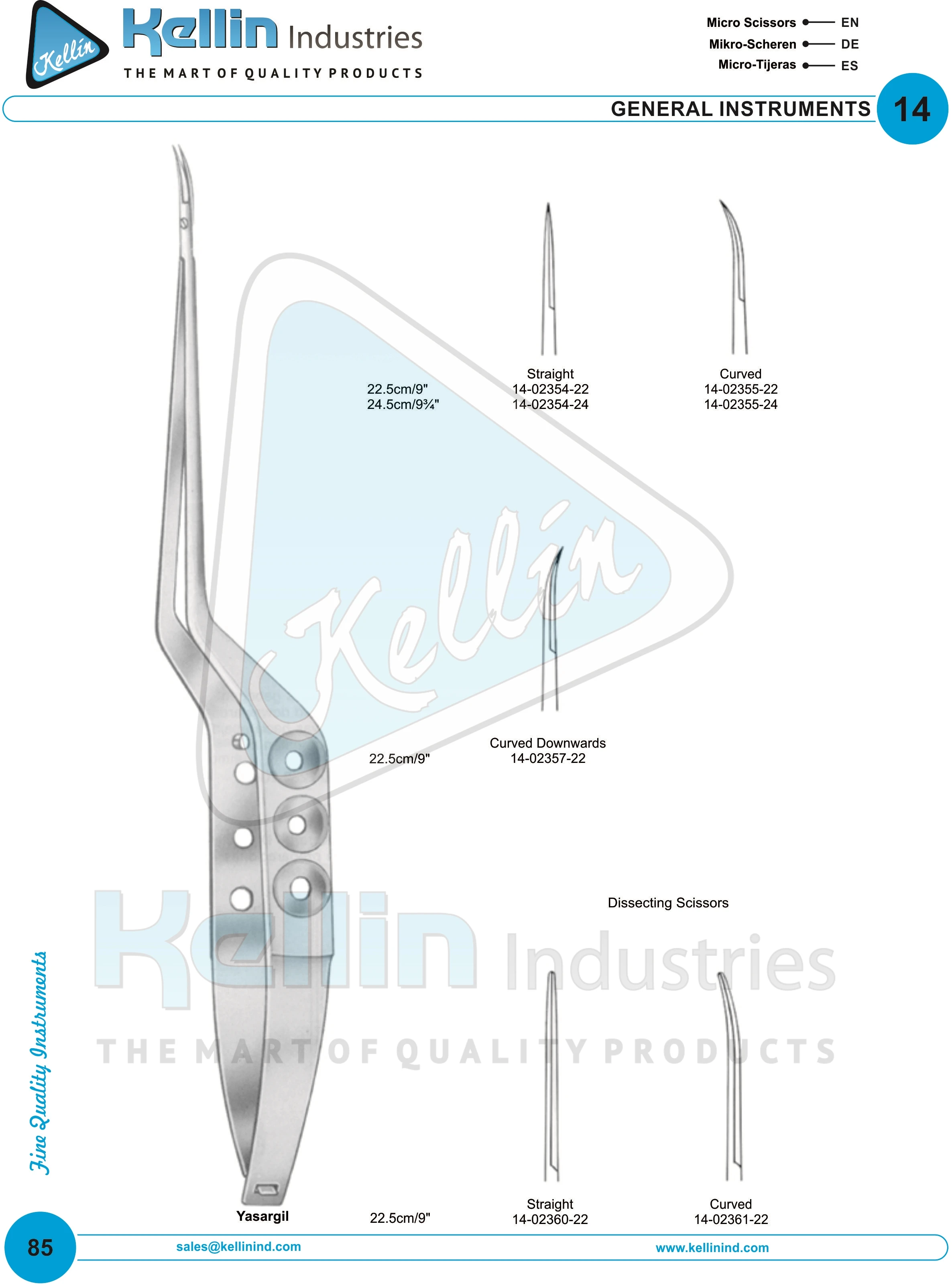 Titanium Yasargil Bayonet Microsurgical Scissor 9 Inch Yasargil Micro ...