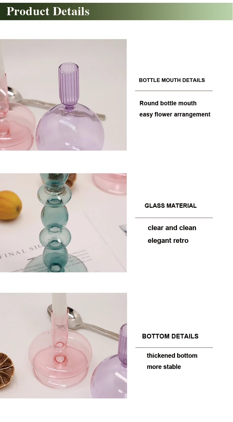 Nordic Colored Borosilicate Glass Candle Holder - Home Decor