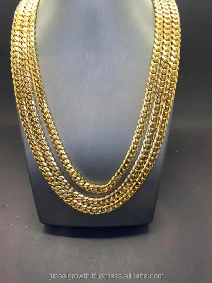 10k 14k Solid Gold Chain Miami Cubans 7mm 8mm 9mm 10mm 11mm 12mm 20" 22 ...
