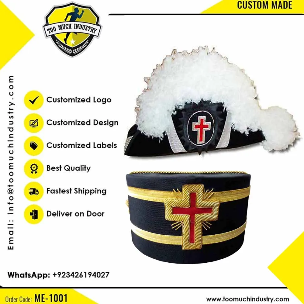 Royal Arch Masonic Triple Tau Cap Black Masonic Black Cap With Gold ...