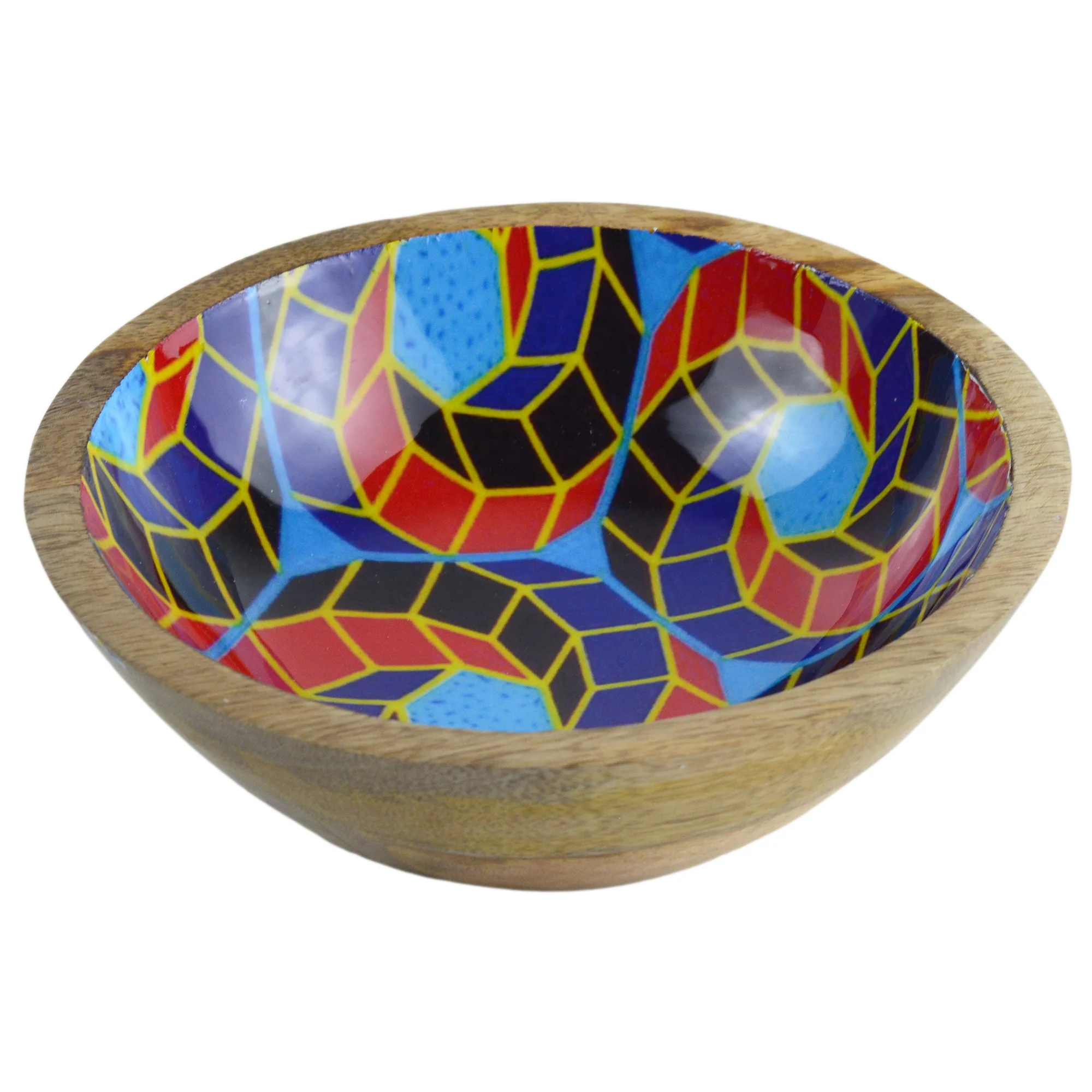 Colorful Wood Bowl Dining Table Decorative Wooden Serving Bowl With ...