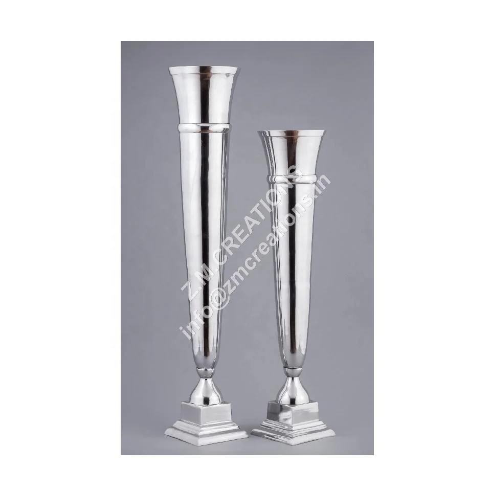 Modern Centerpieces Flower Vase Polish Silver Decorative Flower Vase ...