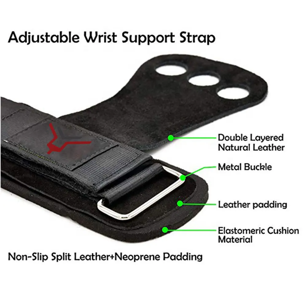 Cow Leather Crossfit 3 Hole Gymnastics Palm Protector Pad Weight ...