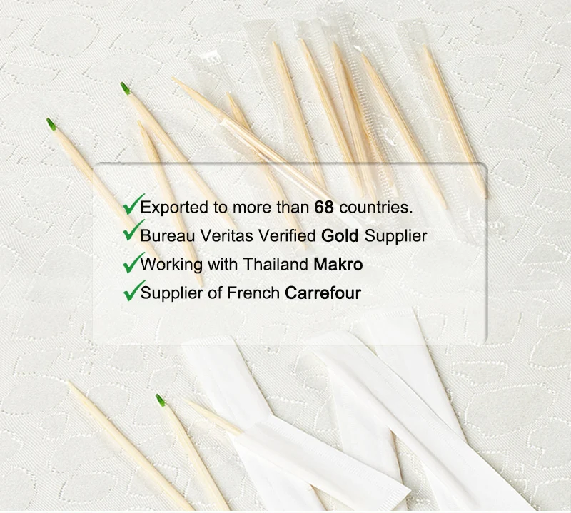 Natural Individually Paper Wrapped Flavored Colored Mint Bamboo Toothpick