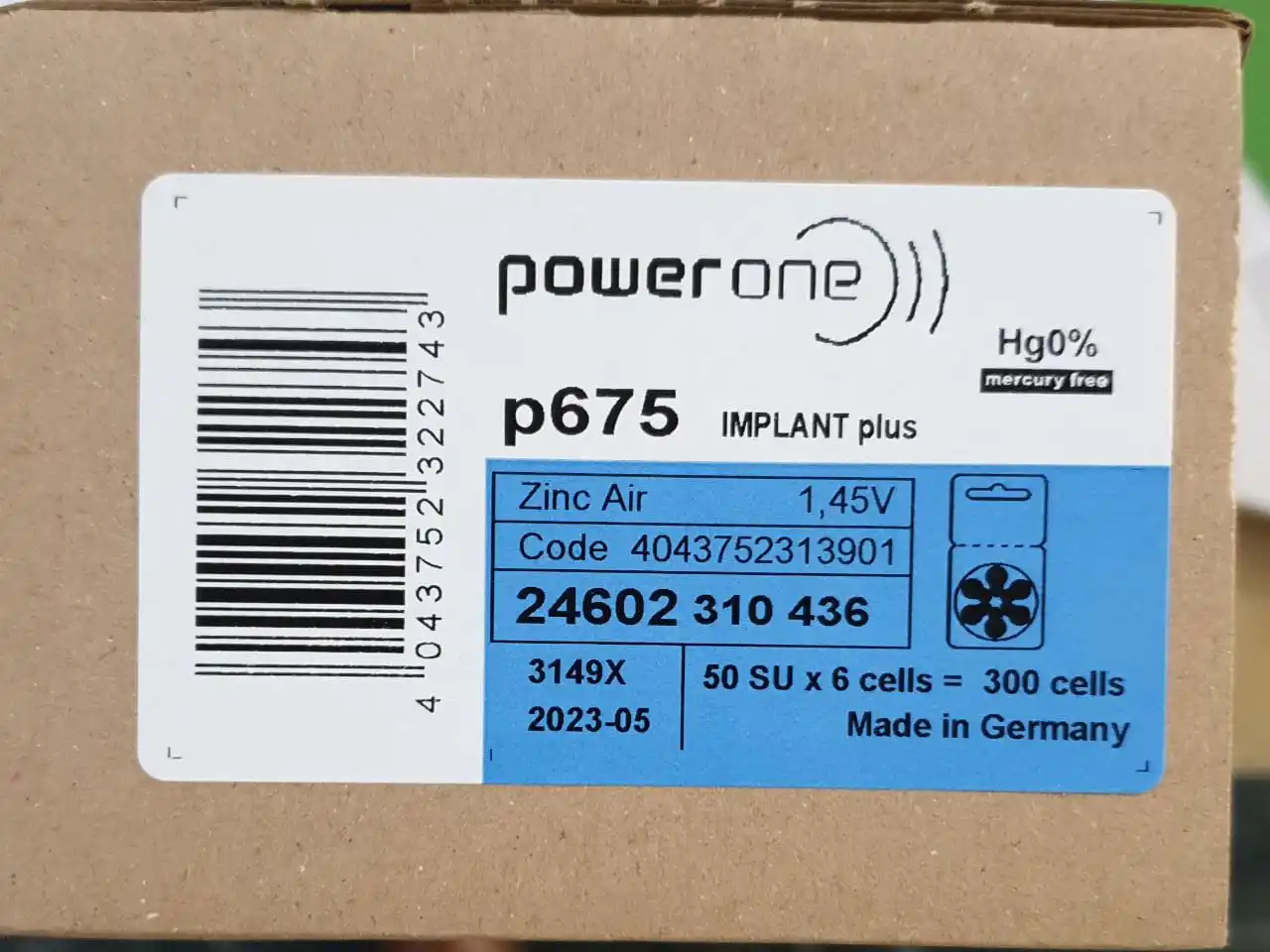 Power One Hearing Aid Power One Batteries Size 675 Blue Color Strip ...