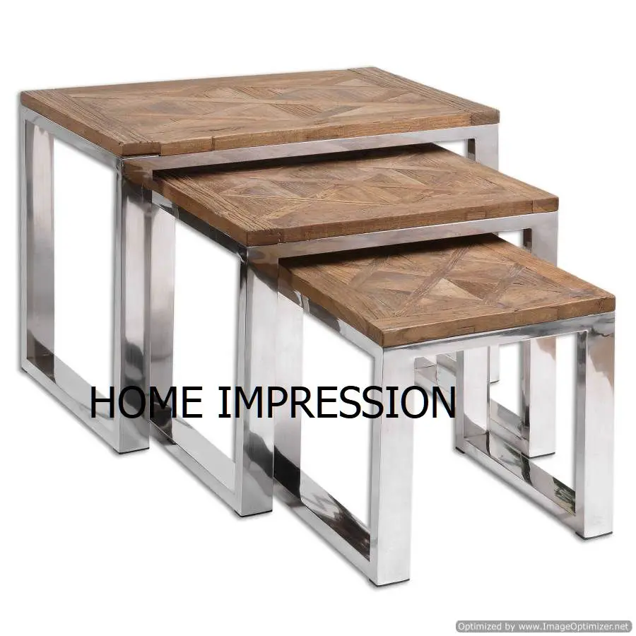 Wooden Top Curve Shape Metal Modern Latest Design Table Guest Room ...