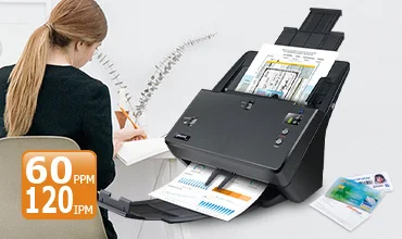 Plustek PT2160 High-Speed Duplex Scanner - 60ppm Color Scan