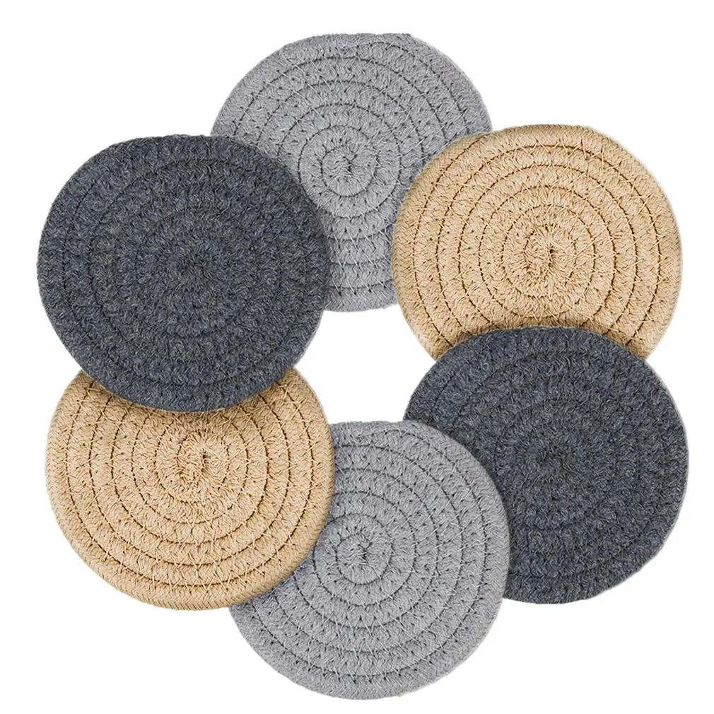 100% Handmade Woven Braided Washable Cotton Coaster Table Placemats ...