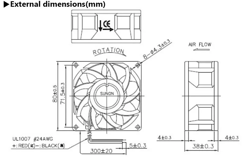 Standard SUNON 8038 80x38 80mm 80x80 Cooling Fan Ventilation Axial Flow ...