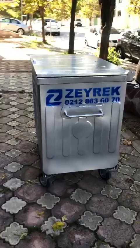 Large Garbage Container Waste Bin Galvanized Steel With Wheels For ...