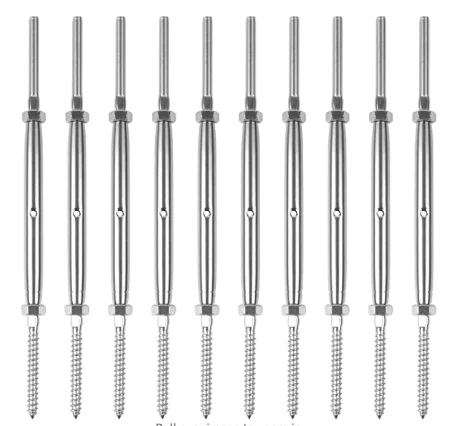 1/8" Lag Screw Turnbuckle 316 Stainless Steel Wire Rope Cable Railing ...