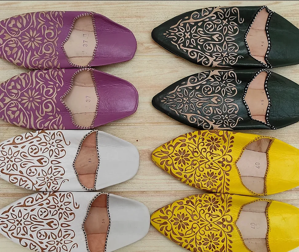 Handmade Moroccan Leather Babouche Slippers - OEM Available