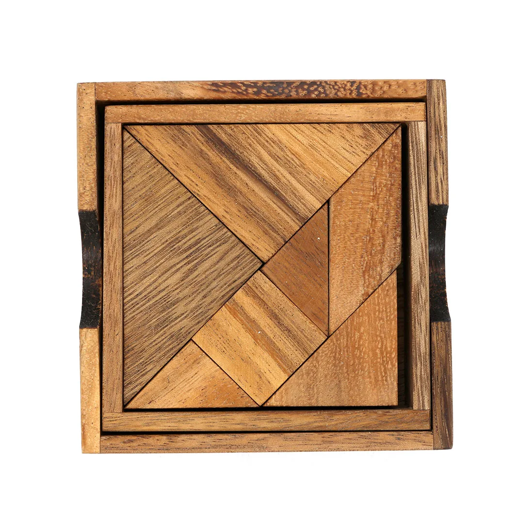 Twin Tangram Dissection Puzzles Wooden In Box For Kids Educational ...