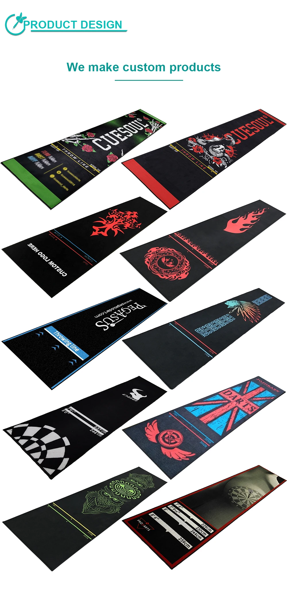 Professional Dart Board Mat Featuring With Custom Logo Design Dart Play ...