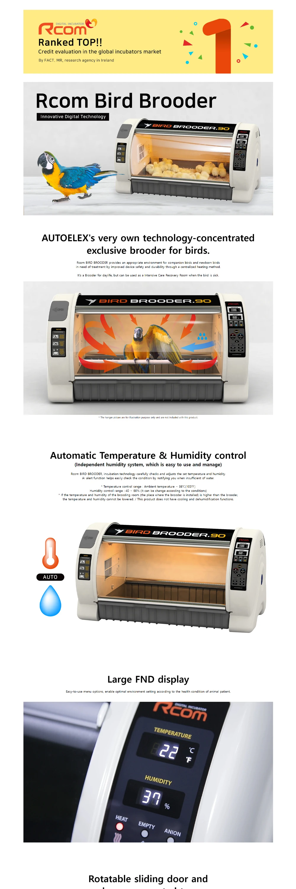 Innovative Digital Chicken Brooder Cage Rcom BIRD BROODER 90