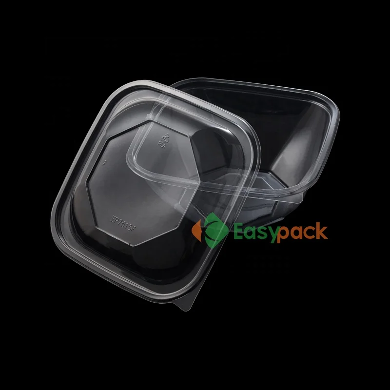 Square Pet Disposable Clear Plastic Box For Food Fruit Salad Packaging ...