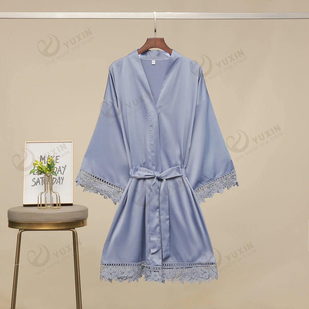 Soft Silk Satin Lace Bridal Robes Bride Silk Lace Bridesmaid Robes Plus ...