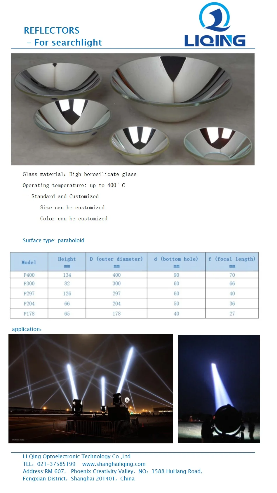 Custom Precision Parabolic Coated Reflector Large Size Customized ...