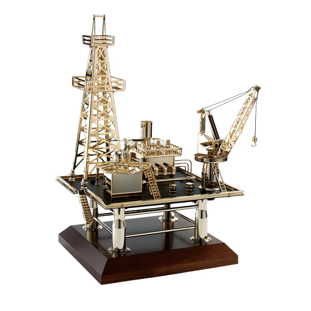 24k Gold Plated Solid Brass Offshore Oil Platform Miniature Ocean ...