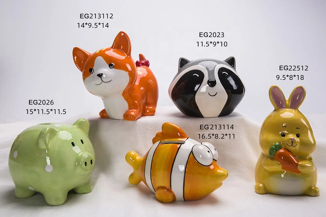 Ceramic Animals Shaped Piggy Bank - Customizable Money Box