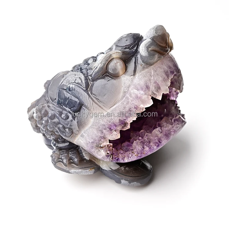 Feng Shui Money Frog Hand Carved Agate Geode Frog Toad Sculptures Folk ...