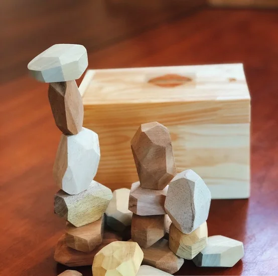 Tumi Ishi Wooden Balance Building Blocks Stones Stacking Colored - Buy ...
