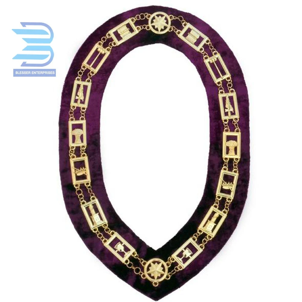 Masonic Regalia Order Of The Eastern Star Oes Chain Collar /gold On ...